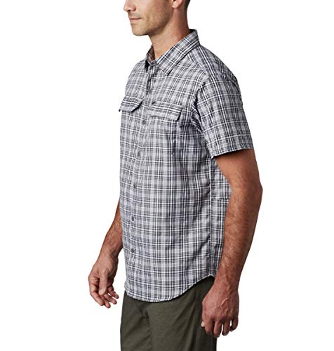 Columbia Men's Silver Ridge 2.0 Multi Plaid Short Sleeve Shirt, Black Gingham, Small