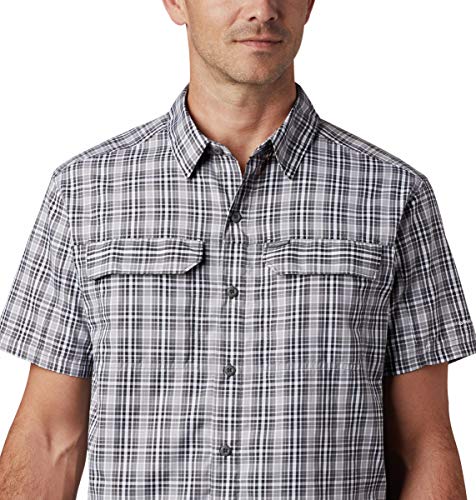 Columbia Men's Silver Ridge 2.0 Multi Plaid Short Sleeve Shirt, Black Gingham, Small