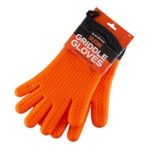 Blackstone 3019 Silicone BBQ Gloves (Pair) with Fingers Heat, Water Resistant, Food Grade Barbeque Mitts for Grill, Smoker, Griddle, Fryer, Cooking, Baking, Fire Pit, Camping, Unisex, Orange