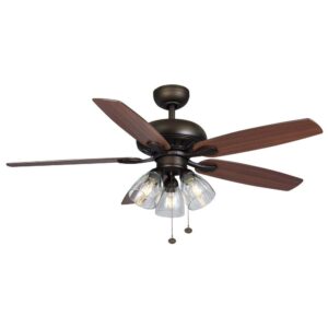 hampton bay rockport 52 in. bronze led ceiling fan with light kit