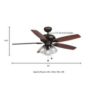 Hampton Bay Rockport 52 in. Bronze LED Ceiling Fan with Light kit