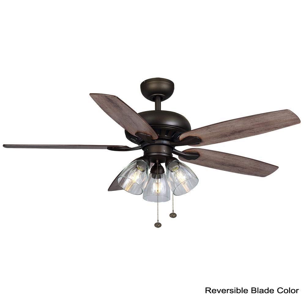 Hampton Bay Rockport 52 in. Bronze LED Ceiling Fan with Light kit