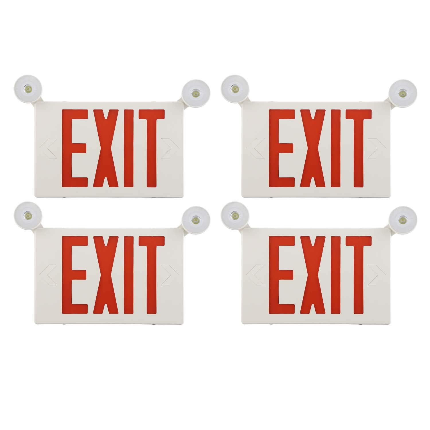 SPECTSUN 4 PACK LED Exit Sign Battery Backup&Exit Sign with Emergency Lights-Fire Exit Sign with Emergency Lights, Hardwired Exit Sign,Double Side Exit Signs with Emergency Lighting for Home