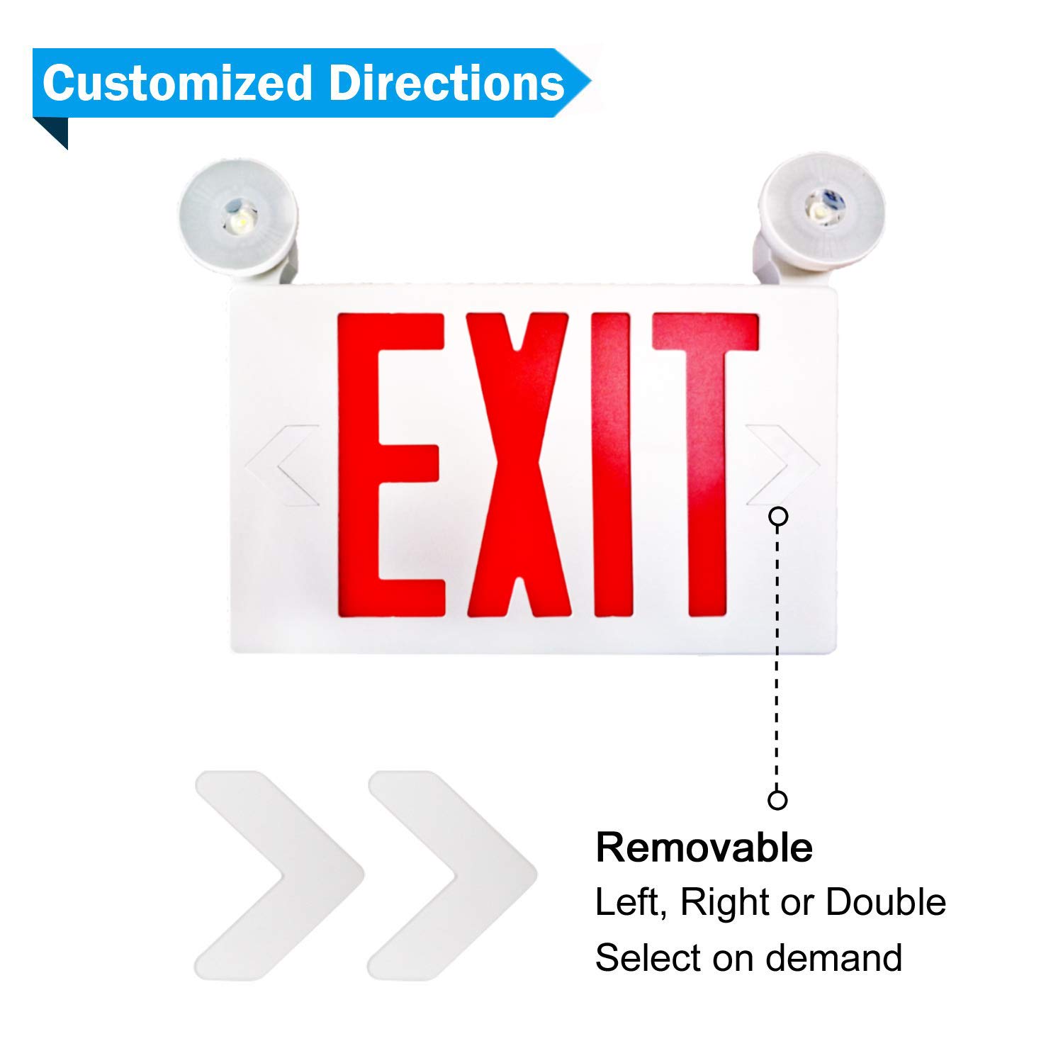 SPECTSUN 4 PACK LED Exit Sign Battery Backup&Exit Sign with Emergency Lights-Fire Exit Sign with Emergency Lights, Hardwired Exit Sign,Double Side Exit Signs with Emergency Lighting for Home