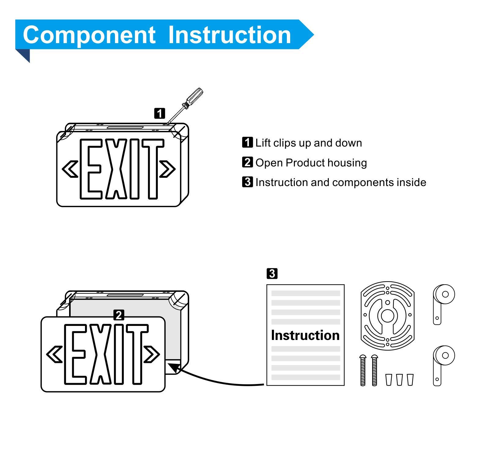 SPECTSUN 4 PACK LED Exit Sign Battery Backup&Exit Sign with Emergency Lights-Fire Exit Sign with Emergency Lights, Hardwired Exit Sign,Double Side Exit Signs with Emergency Lighting for Home