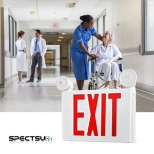 SPECTSUN 4 PACK LED Exit Sign Battery Backup&Exit Sign with Emergency Lights-Fire Exit Sign with Emergency Lights, Hardwired Exit Sign,Double Side Exit Signs with Emergency Lighting for Home