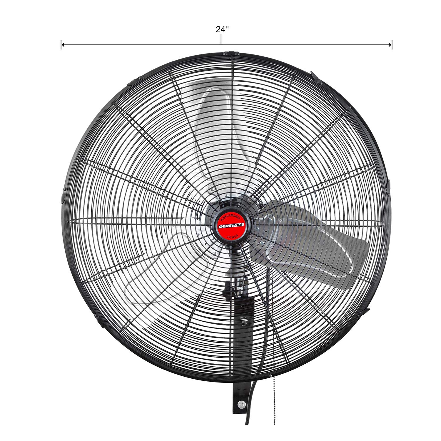 OEMTOOLS OEM24893 24" Outdoor Oscillating Wall Fan, 6800 CFM Large Industrial Fan, Wall Mount Oscillating Fan For Garage, Outdoor Oscillating Fans For Patios, Waterproof Shop Fans, Heavy Duty, 24 Inch