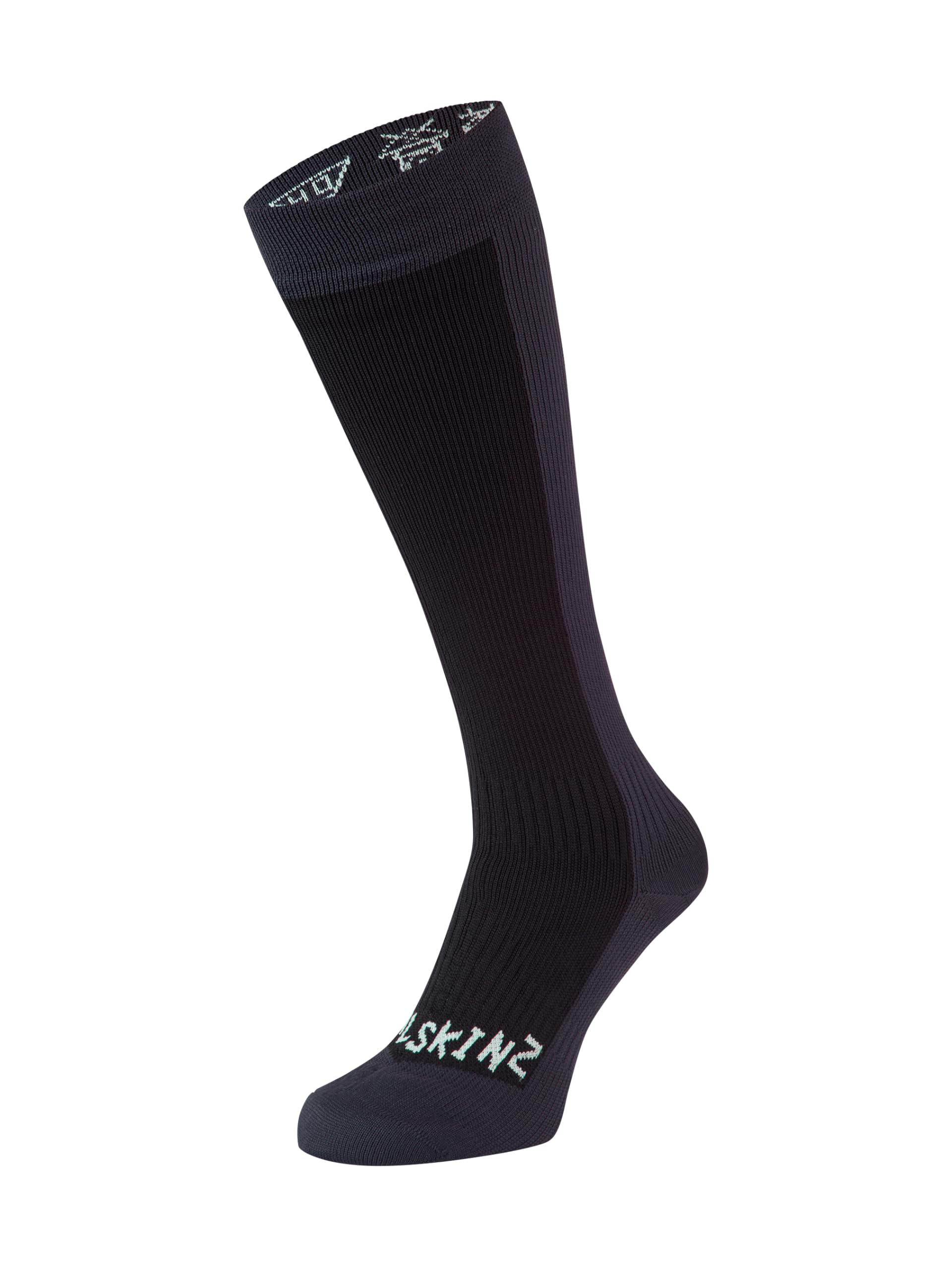 SEALSKINZ Unisex Waterproof Cold Weather Knee Length Sock, Black/Grey, X-Large