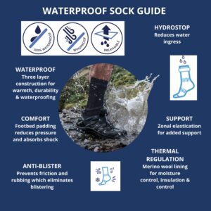 SEALSKINZ Unisex Waterproof Cold Weather Knee Length Sock, Black/Grey, X-Large