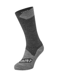 sealskinz unisex waterproof all weather mid length sock, black/grey marl, large