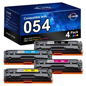 uniwork 054 toner cartridge, compatible 054 toner cartridge replacement for canon 054 toner cartridge set 054h crg 054 for color image class mf644cdw mf641cw lbp622cdw mf642cdw mf640c lbp620 (4 pack)