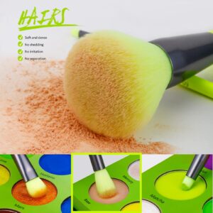 Docolor Makeup Brushes 10Pcs Makeup Brush Set Premium Synthetic Powder Kabuki Foundation Contour Blush Concealer Eye Shadow Blending Liner Make Up Brush Kit Neon Green