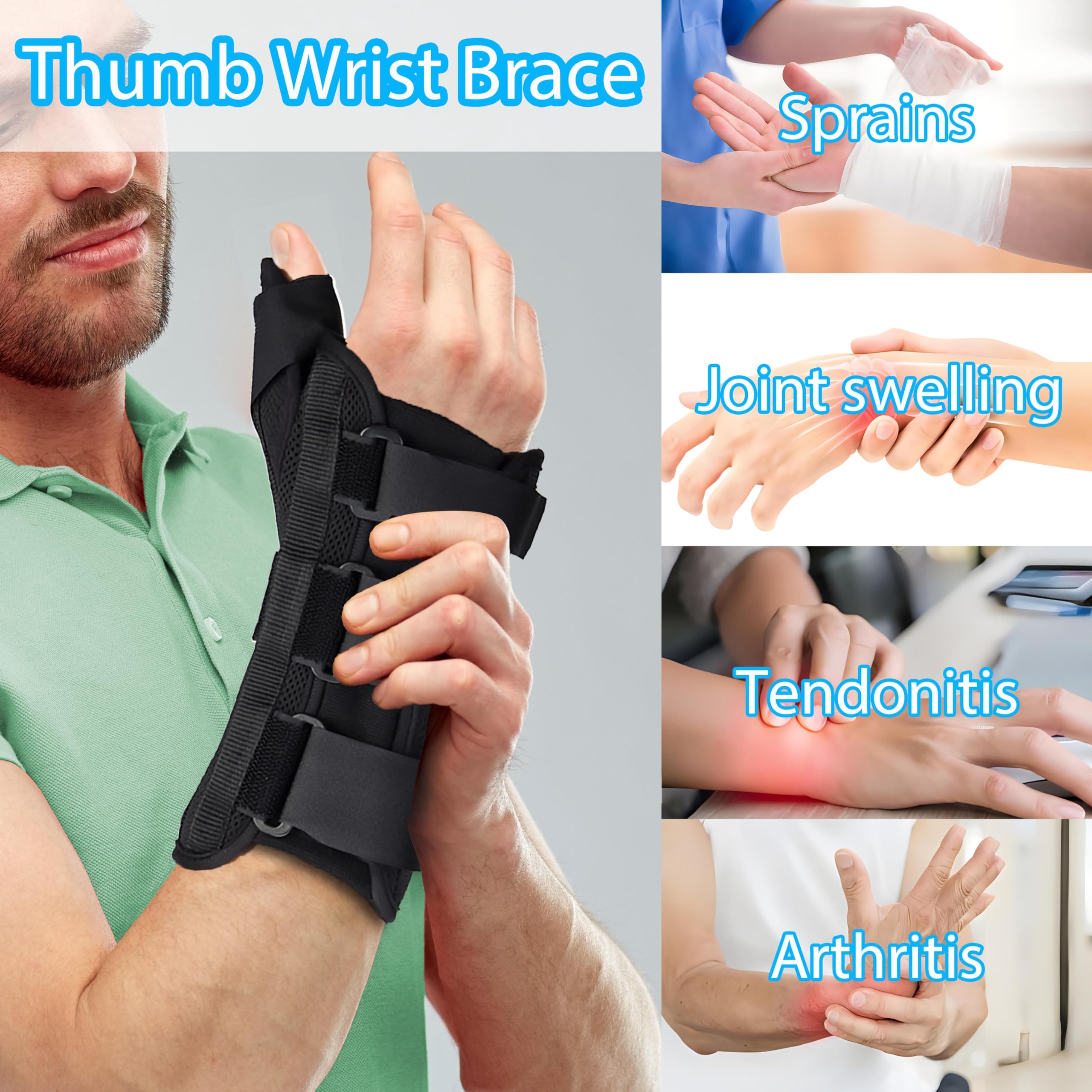 Wrist Brace & Thumb Spica Splint, for De Quervain's Tenosynovitis, Tendonitis, Carpal Tunnel & Arthritis Wrist Support Thumb Splint (Left Hand - Medium)