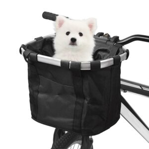 lixada bike basket, small pet cat dog carrier bicycle handlebar front basket folding detachable removable easy install quick released picnic shopping bag, max. bearing: 11lbs