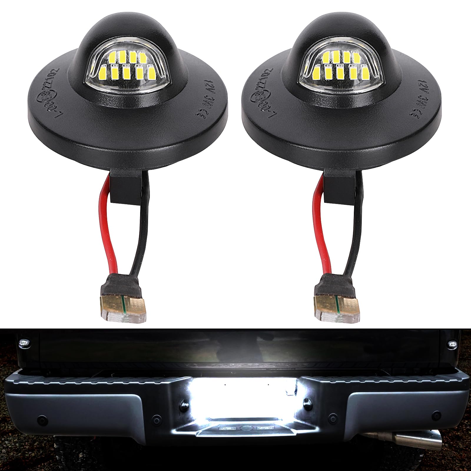 LED License Plate Light Tag Lights Assembly Compatible with Ford F150 F250 F350 F450 F550 Superduty Ranger Explorer Bronco Excursion Expedition,6000K White, 2PCS (Black)