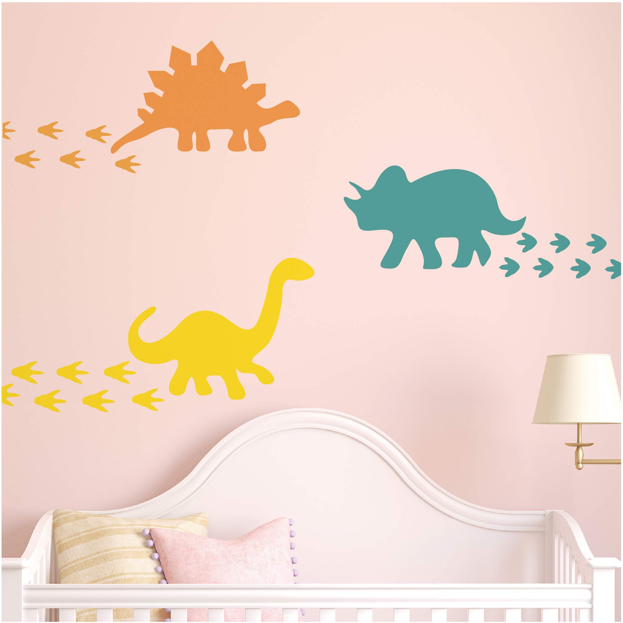 GULIGULI Dinosaur Wall Decal-Dinosaur Footprints Stickers-Vinyl Wall Art for Boys Girls Kids Bedroom Nursery Home Wall Decor