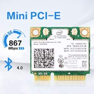 Intel Dual Band Wirless- MQUPIN Intel 7260.HMW Dual Band Wireless Card-AC 7260 Network Adapter+Bluetooth 4.0 USE for Intel AC Half Mini Pcie Card 802.11 b/a/g/n/ac(1 Pack)