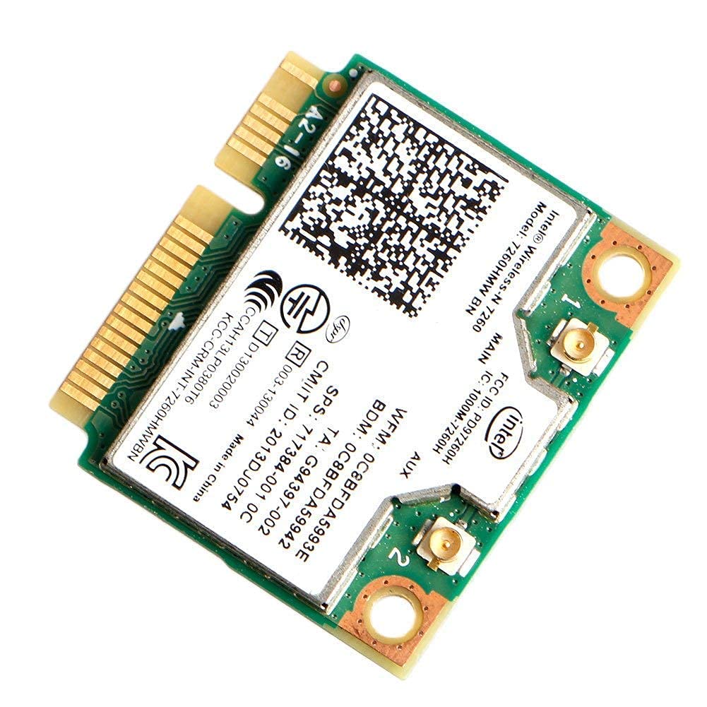 Intel Dual Band Wirless- MQUPIN Intel 7260.HMW Dual Band Wireless Card-AC 7260 Network Adapter+Bluetooth 4.0 USE for Intel AC Half Mini Pcie Card 802.11 b/a/g/n/ac(1 Pack)