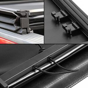 Auto Dynasty Vinyl Soft Top Tri-Fold Adjustable Truck Tonneau Cover Compatible with Frontier 5Ft Fleetside/Styleside Bed 05-21, Matte Black