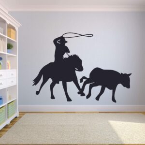 Cowboy Horse Bull Rodeo Country Boots Wall Sticker Vinyl Wall Art Decal for Cowboy Cowgirl Girls Boys Kids Children Bedroom Garage House Home Stickers Wall Art Vinyl Decoration Size (18x20 inch)