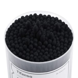 tifanso 200 Count Black Cotton Swabs, Natural Black Double Tipped Cotton Buds, Cruelty-Free Ear Swabs, Chlorine-Free Hypoallergenic