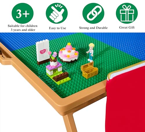 El Toro Creative Large Foldable Building Block Table for Kids – Durable Faux-Wood, Includes Storage, Portable Play Desk