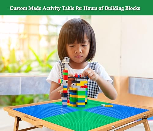 El Toro Creative Large Foldable Building Block Table for Kids – Durable Faux-Wood, Includes Storage, Portable Play Desk