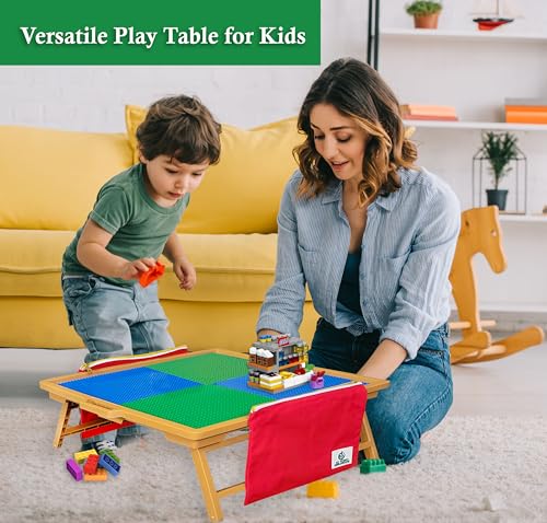 El Toro Creative Large Foldable Building Block Table for Kids – Durable Faux-Wood, Includes Storage, Portable Play Desk