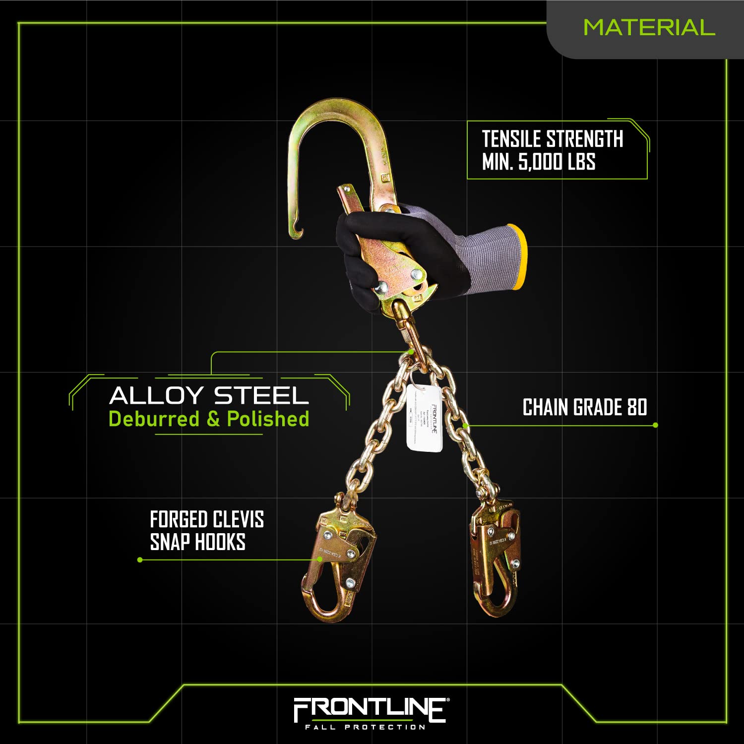 Frontline PSSW2R Rebar Positioning Chain Assembly with Swivel | Durable, Rugged & High Strength | Construction Positioning Chains | OSHA & ANSI Compliant