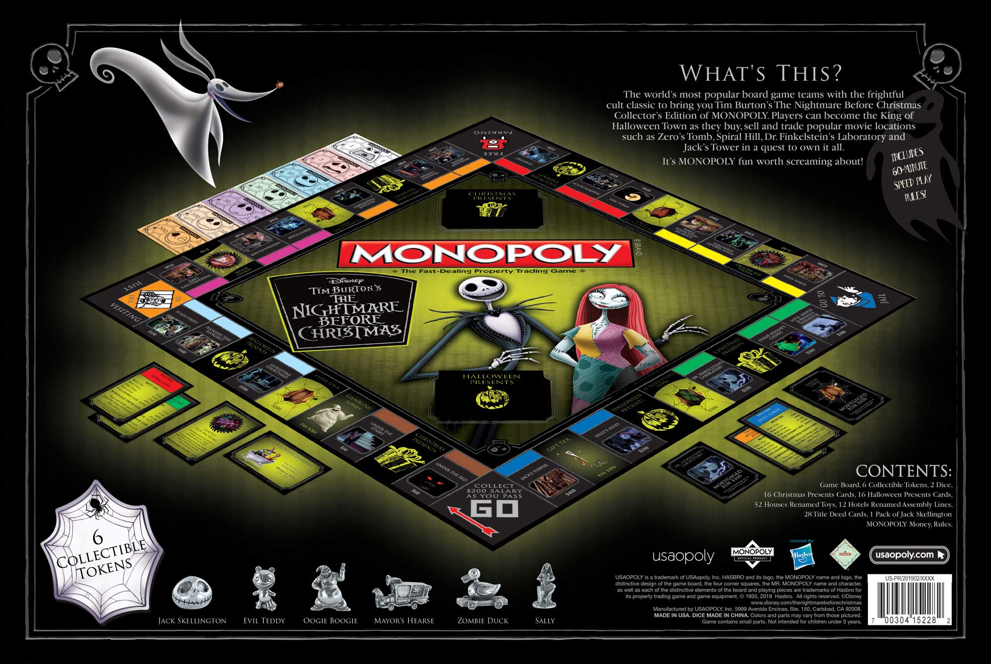 Monopoly Disney Nightmare Before Christmas Board Game | Collectible Monopoly Tim Burton Nightmare Before Christmas Movie | Collectible Monopoly Tokens