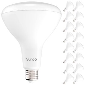 sunco 16 pack br40 light bulbs, led indoor flood light, dimmable, cri94 2700k soft white, 100w equivalent 17w, 1400 lumens, e26 base, indoor residential home recessed can lights, high lumens - ul