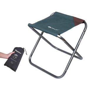 azarxis small camping folding stool, mini outdoor collapsible chairs seat portable lightwight folding stool for fishing camp traveling hiking beach garden bbq with carry bag (dark green)