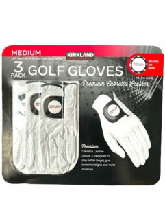 kirkland signature men's golf gloves premium cabretta leather, medium, 3 pack