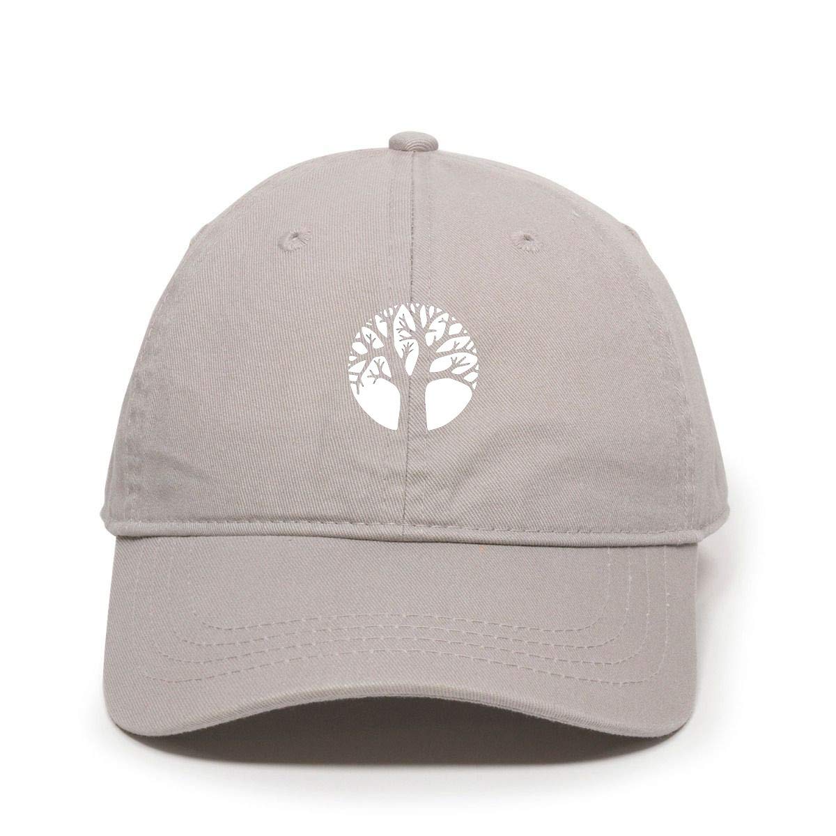 DSGN By DNA Tree of Life Baseball Cap Embroidered Cotton Adjustable Dad Hat Light Grey