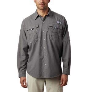 columbia men's pfg bahama ii long sleeve shirt, city grey, large