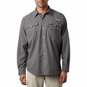 Columbia Men's Pfg Bahama Ii Long Sleeve Shirt, City Grey, Large