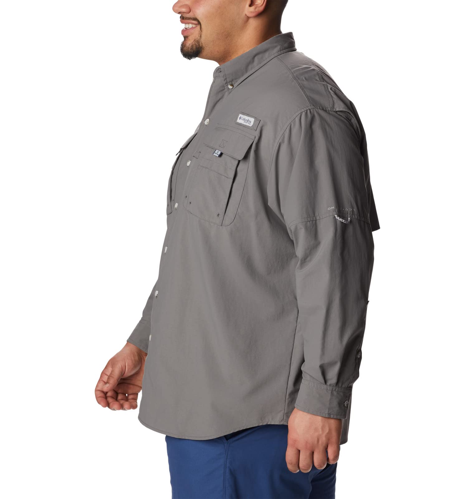 Columbia Men's Pfg Bahama Ii Long Sleeve Shirt, City Grey, Large