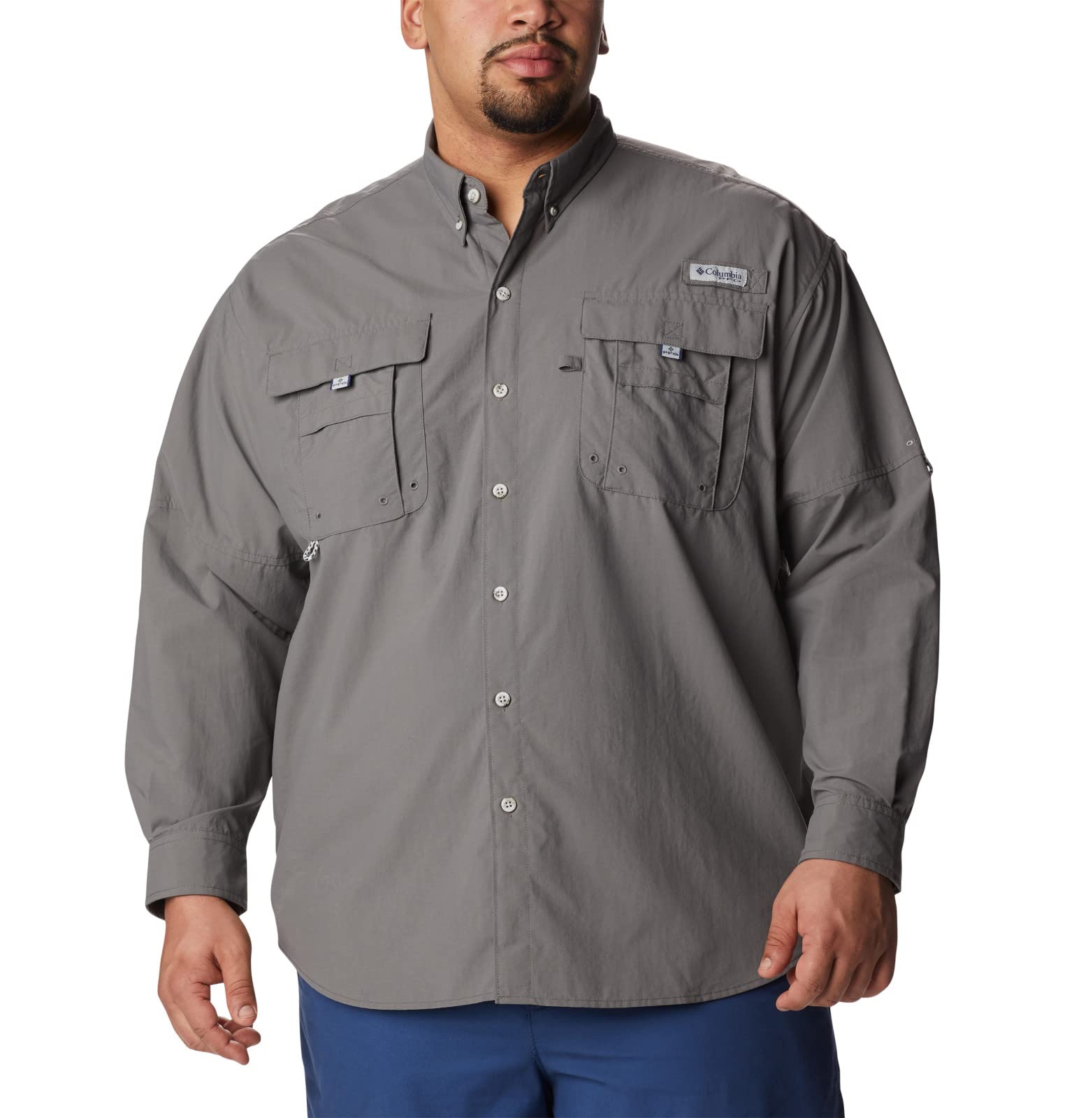 Columbia Men's Pfg Bahama Ii Long Sleeve Shirt, City Grey, Large