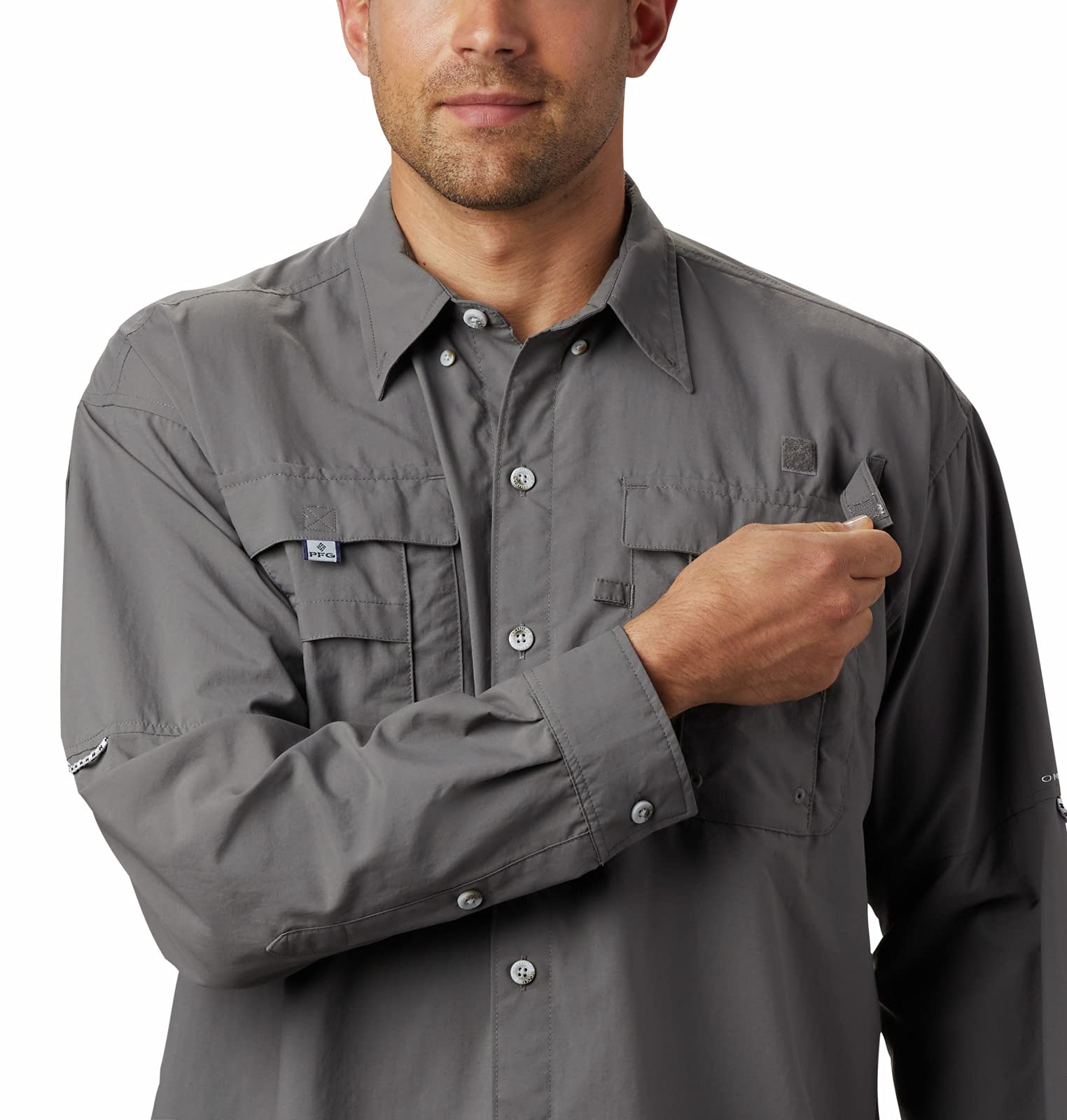 Columbia Men's Pfg Bahama Ii Long Sleeve Shirt, City Grey, Large