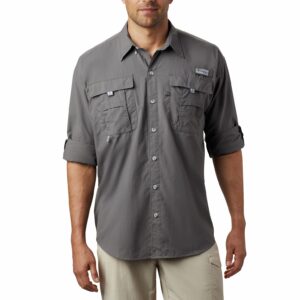 Columbia Men's Pfg Bahama Ii Long Sleeve Shirt, City Grey, Large