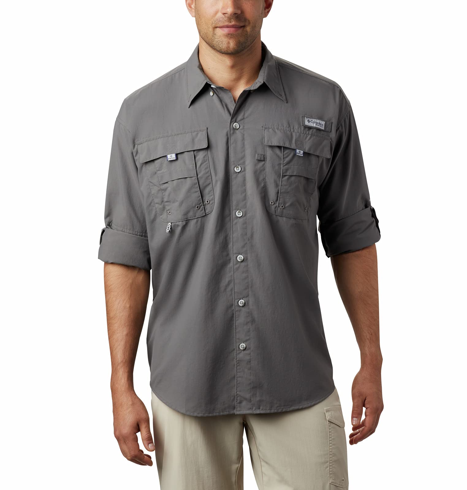 Columbia Men's Pfg Bahama Ii Long Sleeve Shirt, City Grey, Large