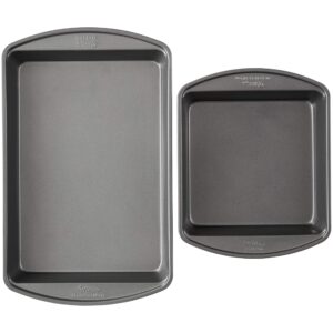 wilton perfect results premium non-stick oblong and square cake pan set, 2-piece