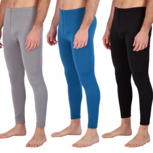 3 Pack:Mens Thermal Underwear Base Layer Fleece Lined Fly Long Johns Bottom Pants Warm Long Johns Compression Underpants Cold Tights Leg Warm termicos Hombre Leggings Training Tights Snow- Set 3, M