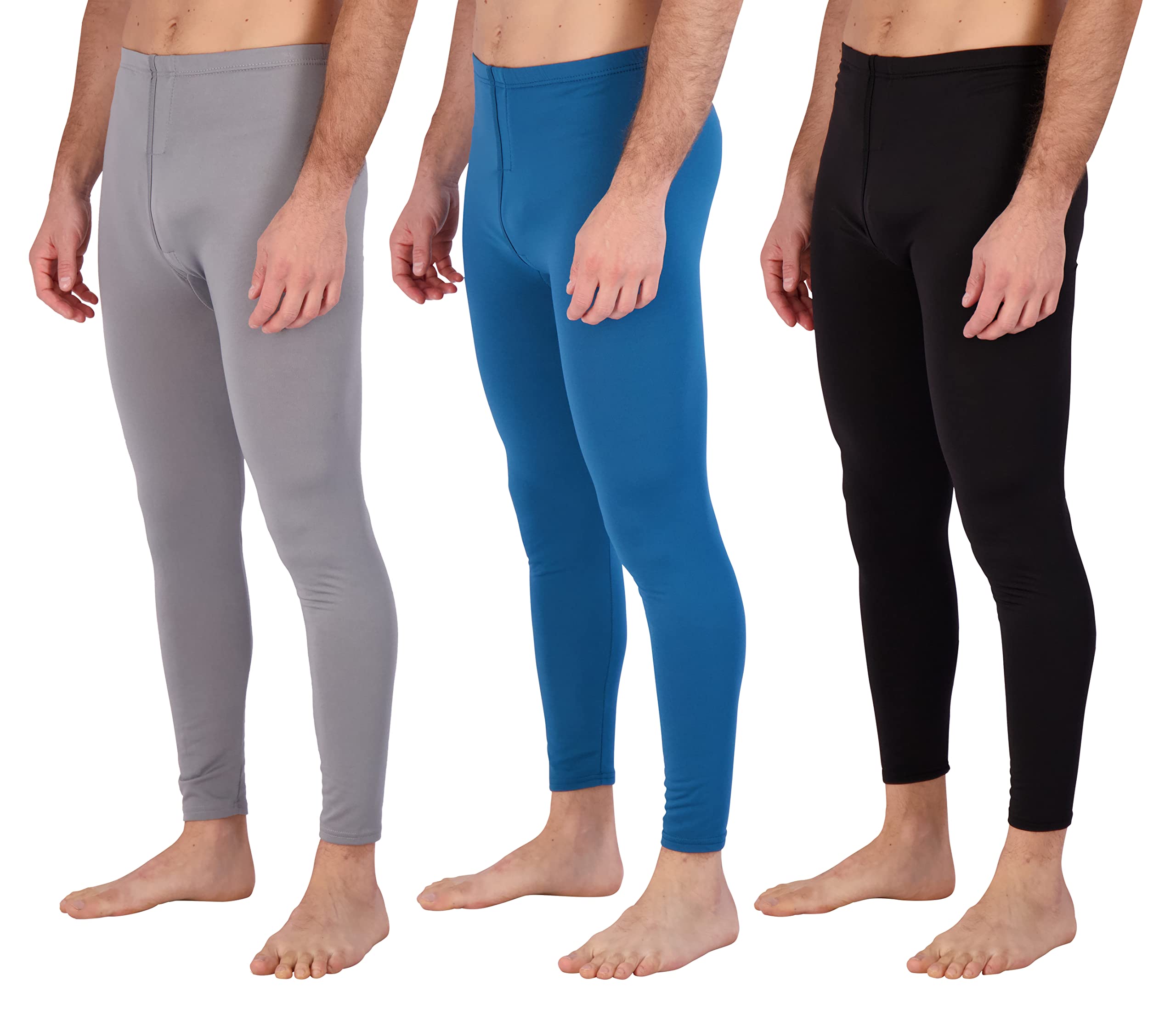 3 Pack:Mens Thermal Underwear Base Layer Fleece Lined Fly Long Johns Bottom Pants Warm Long Johns Compression Underpants Cold Tights Leg Warm termicos Hombre Leggings Training Tights Snow- Set 3, M