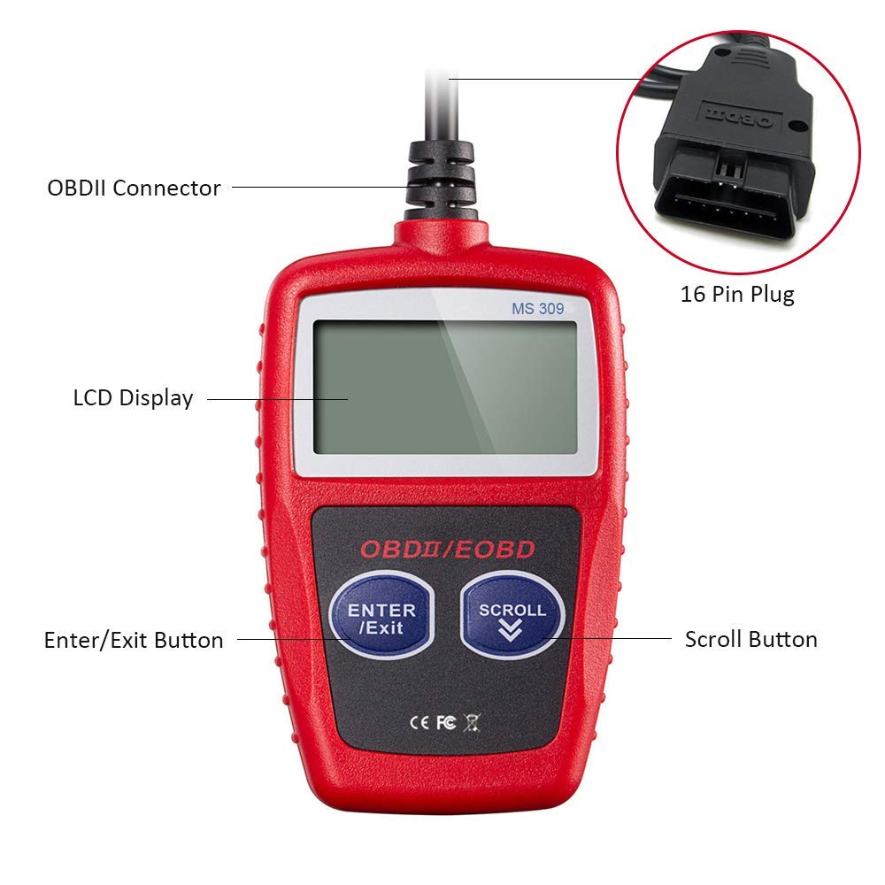 Outzone OBD2 General MS309 Automobile Diagnostic Scanner Code Reader, Diagnostic Scan Tool,Check Engine Failure Code, Clear Code, View Frozen Frame Data, for Cars, Trucks and Vans