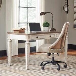 Signature Design by Ashley Realyn French Country 60" Home Office Lift Top Desk with USB Charging, Chipped White