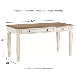 Signature Design by Ashley Realyn French Country 60" Home Office Lift Top Desk with USB Charging, Chipped White