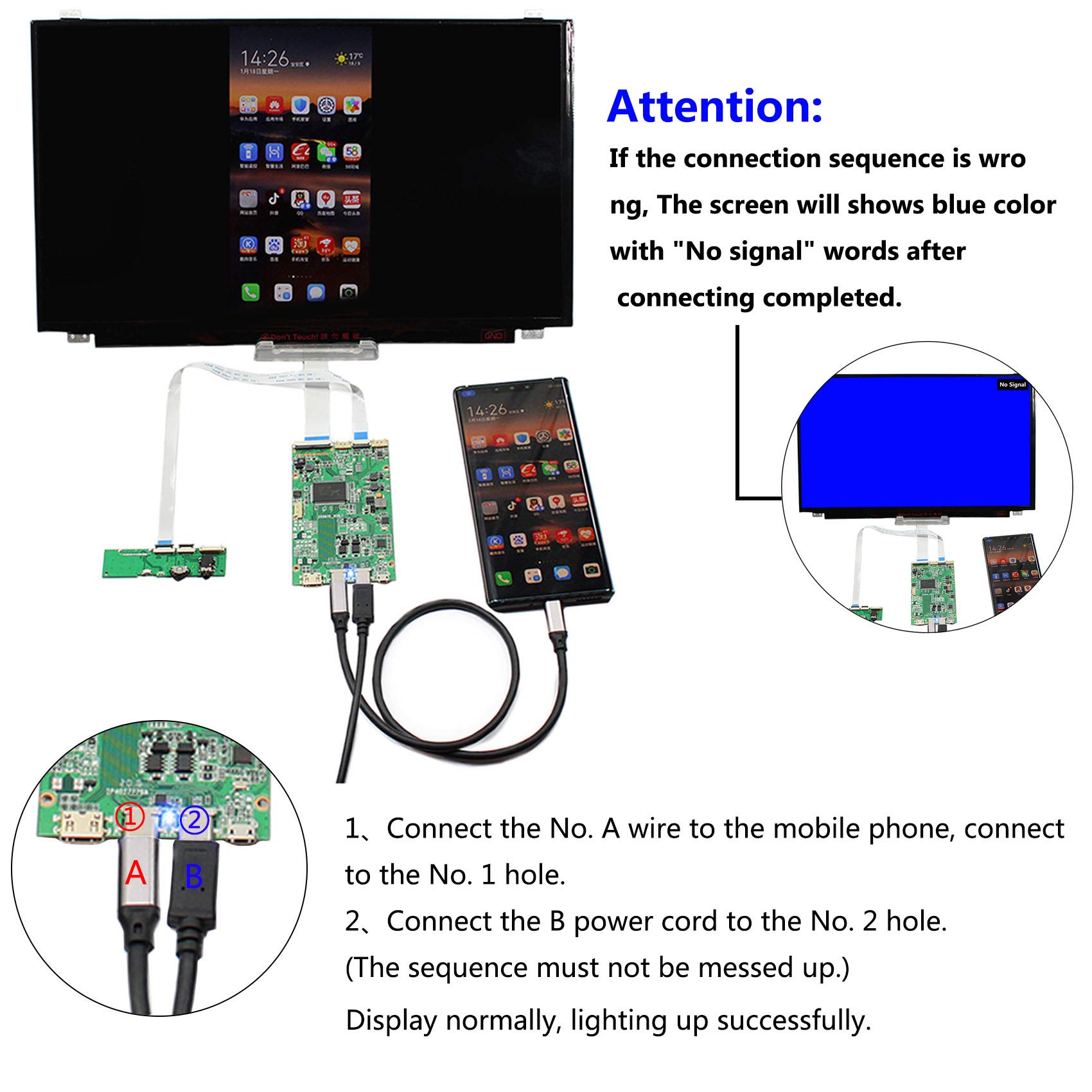 VSDISPLAY 15.6" 15.6 inch 1920x1080 IPS LCD NV156FHM-T10 (with a Build-in Touch Screen) Work with HD-MI Type-C Controller Board (HDR Board)