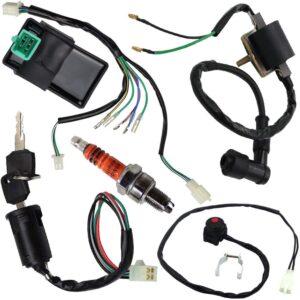 wire harness wiring loom cdi ignition coil spark plug kill switch rebuild kit for 125cc 110cc 90cc 70cc 50cc kick start dirt pit bike atv quad bike go kart by topemai