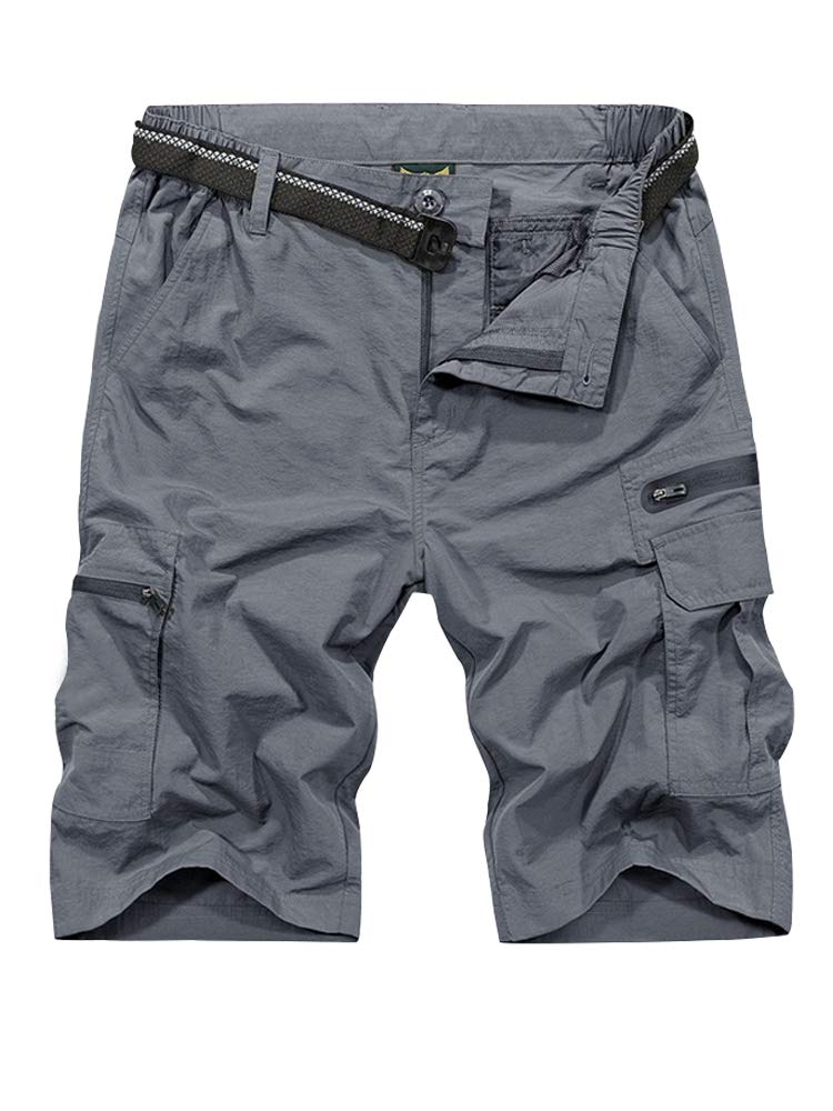 linlon Mens Hiking Shorts Outdoor Casual Lightweight Quick Dry Shorts Tactical Shorts Hiking Cargo Shorts, Grey,30